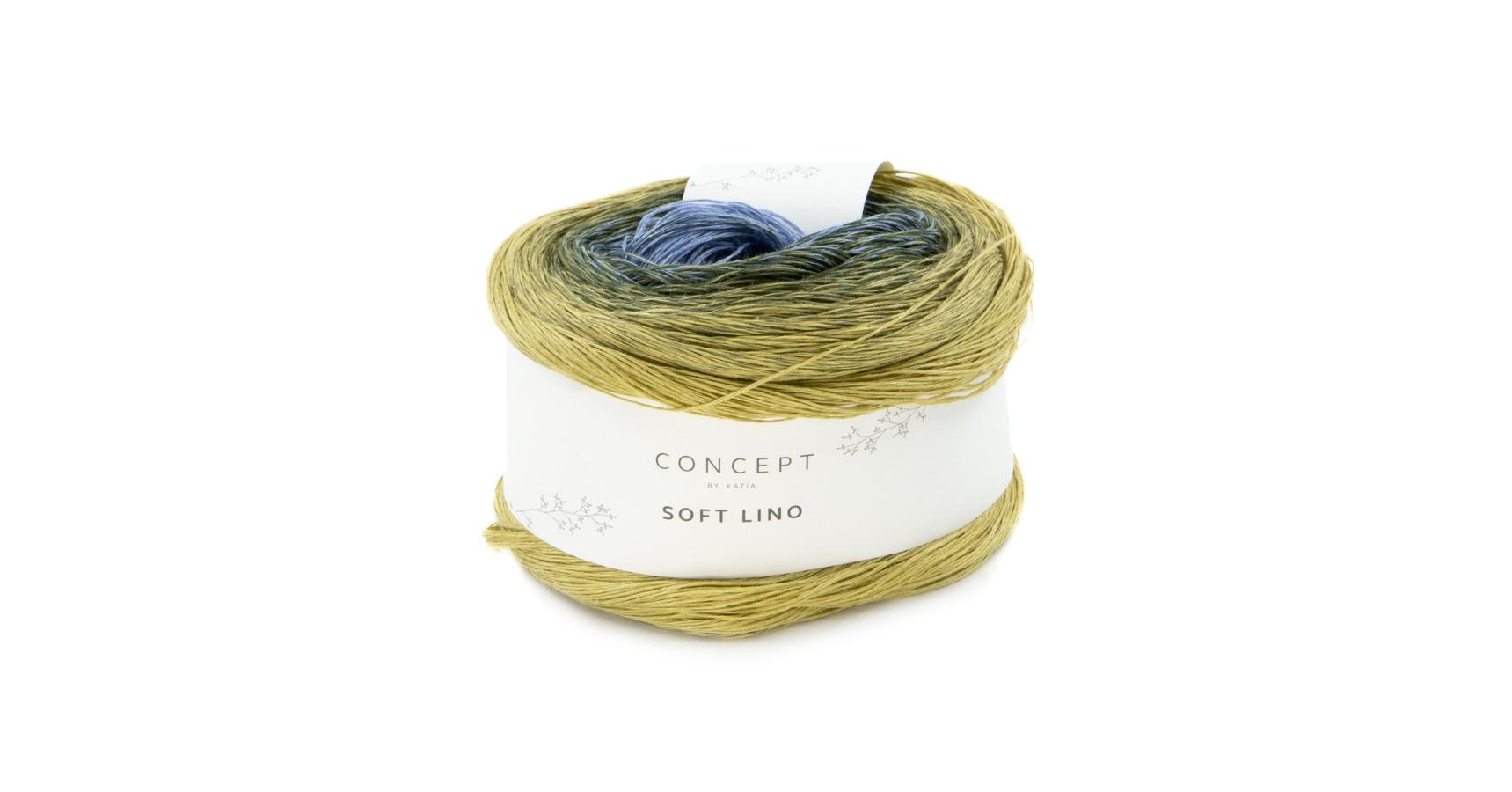 Concept by Katia SOFT LINO - Khaki -Blue-Ochre